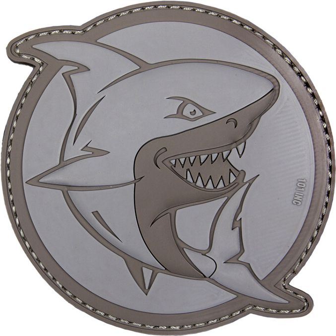 3D PVC Nášivka/Patch Attacking shark - šedá | Muničák