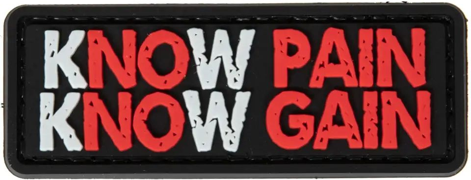 GFC 3D PVC Nášivka/Patch kNOw Pain, kNOw Gain - red / white / black | Muničák